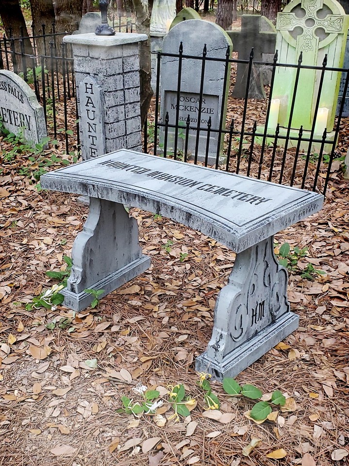 Evil Soul Studios Haunted Mansion Cemetery Bench Graveyard Halloween ...