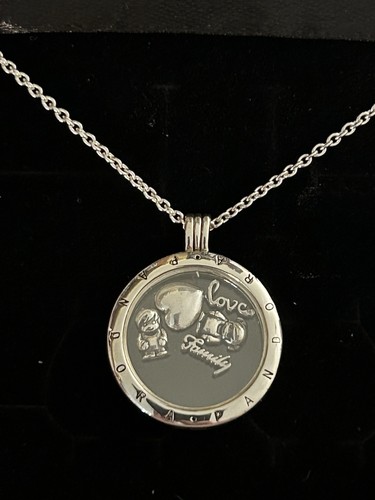 PANDORA Silver 75cm Chain, Large Floating Locket & 5 Petite Family ...