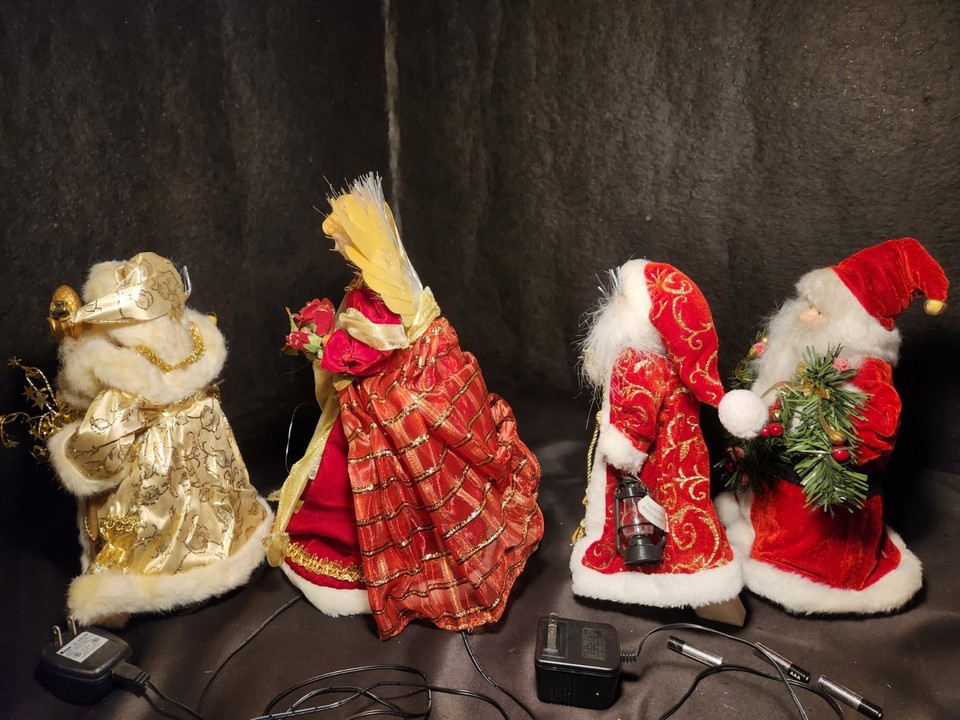 LOT OF 4 Santa Claus/Angel Figures w/ Ceramic Heads 3 w Fiber Optic ...