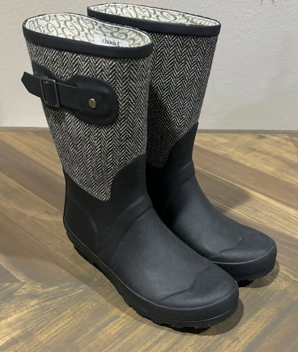 CHOOKA Women's Classic Mid Cafe Racer Herringbone Rain Boots Size 6 ...