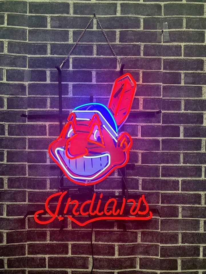 Cleveland Indians Chief Wahoo Bar 20"x16" Neon Sign Light Lamp HD Vivid ...