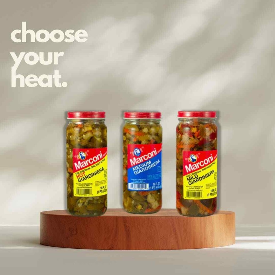 MARCONI 2 Pack Original Chicago Style HOT Giardiniera Peppers 16oz Jars ...