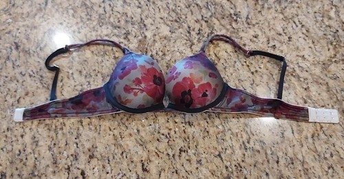Victoria's Secret Padded Underwire Push-Up Bra Size 32A Floral Black🔥🔥 ...