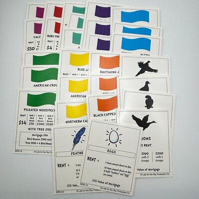 Bird-Opoly 28 Deed Cards Token Replacement Pieces Parts Property ...