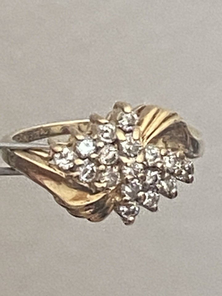 Firey, Sparkling 14k Yellow Gold Diamond Cluster Cocktail Ring .50 TCW ...