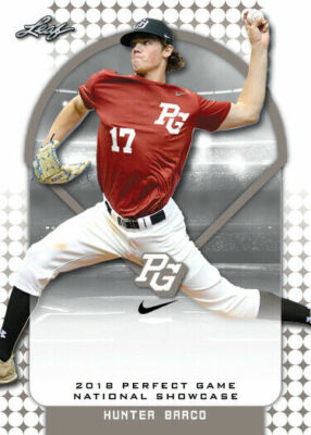 HUNTER BARCO 2018 "1ST EVER PRINTED" LEAF PERFECT GAME ROOKIE CARD #124 ...