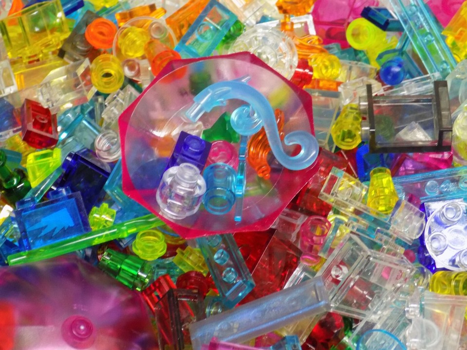 LEGO 100 pc CLEAR & TRANSPARENT TRANSLUCENT BUILDING PARTS n PIECES ...