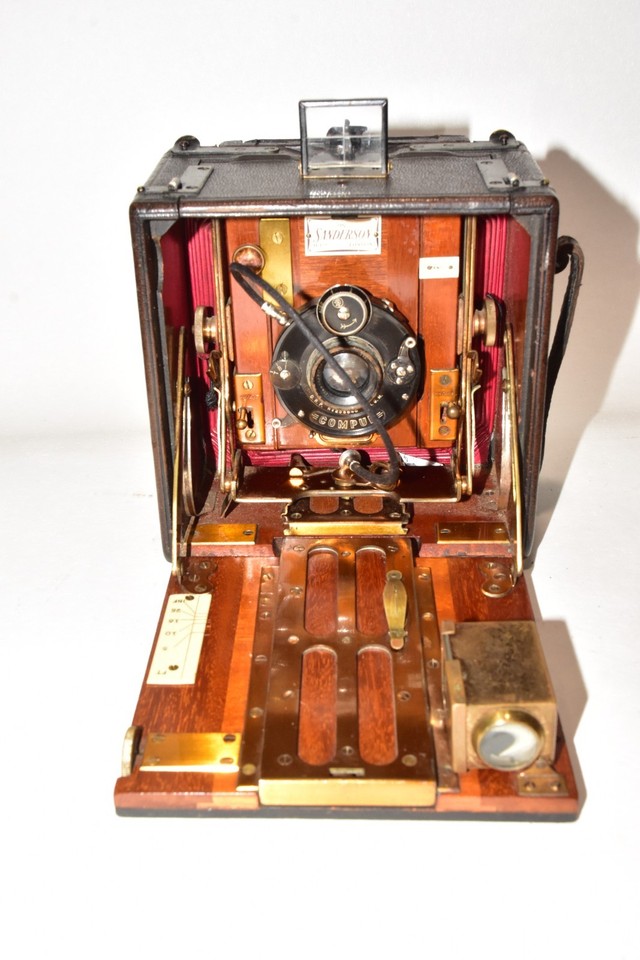 The Sanderson Regular Quarter Plate Camera w/ Red Bellows Goetz Doppel ...