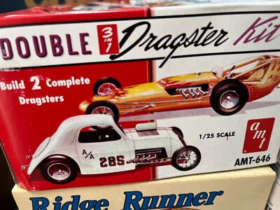 AMT 646 Double Dragster Fiat Tropolino KIT 1:25 MODEL CAR MOUNTAIN niob ...