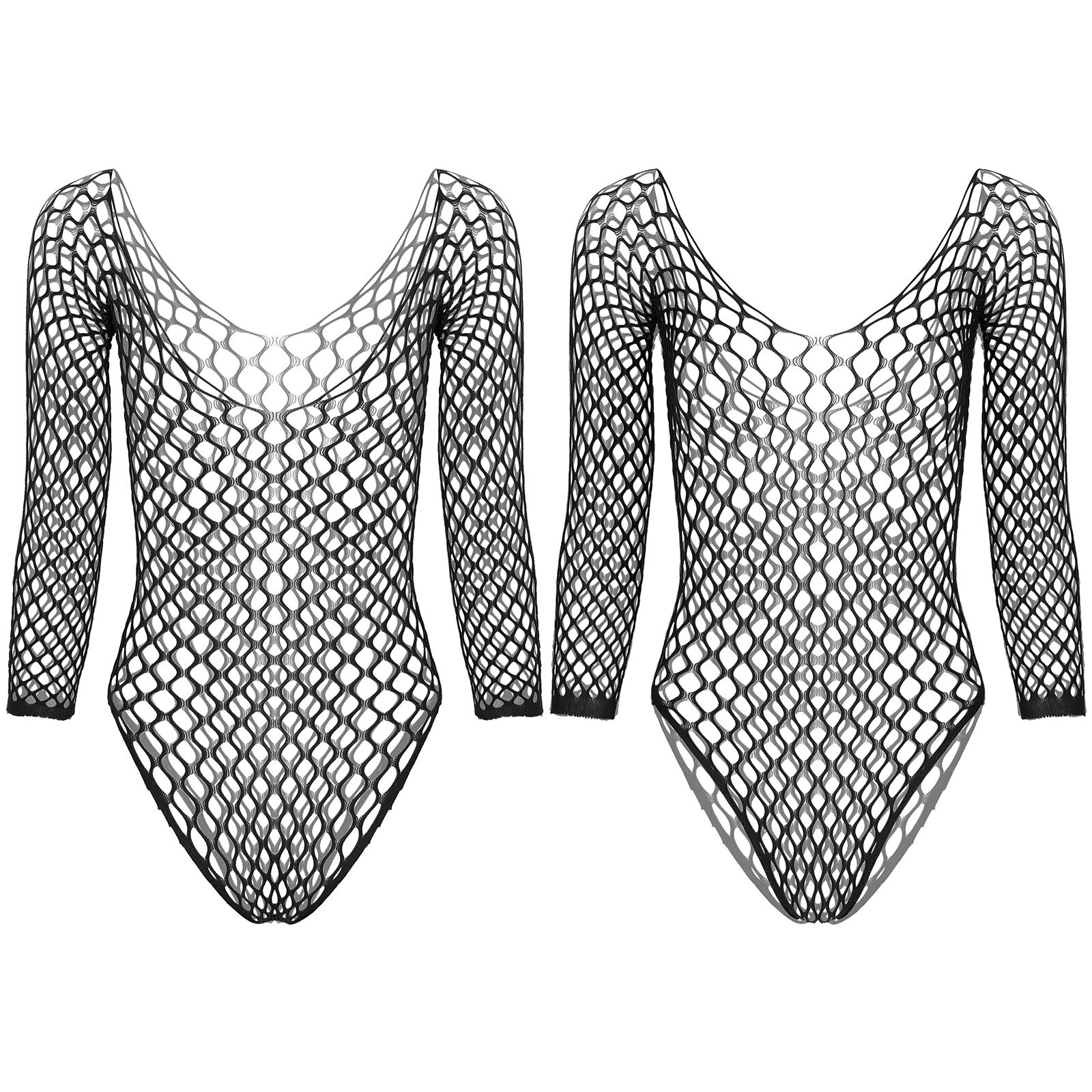 Women Hollow Out Fishnet Mesh Bodystocking Sleepwear Lingerie One-Piece ...