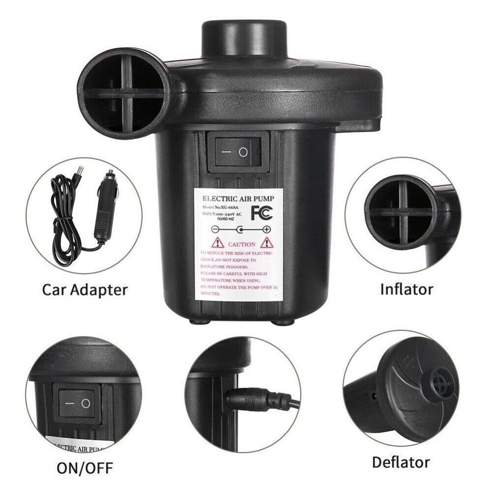 Electric Air Pump Inflator Deflate Inflatables Bed Pool Air Mattress ...