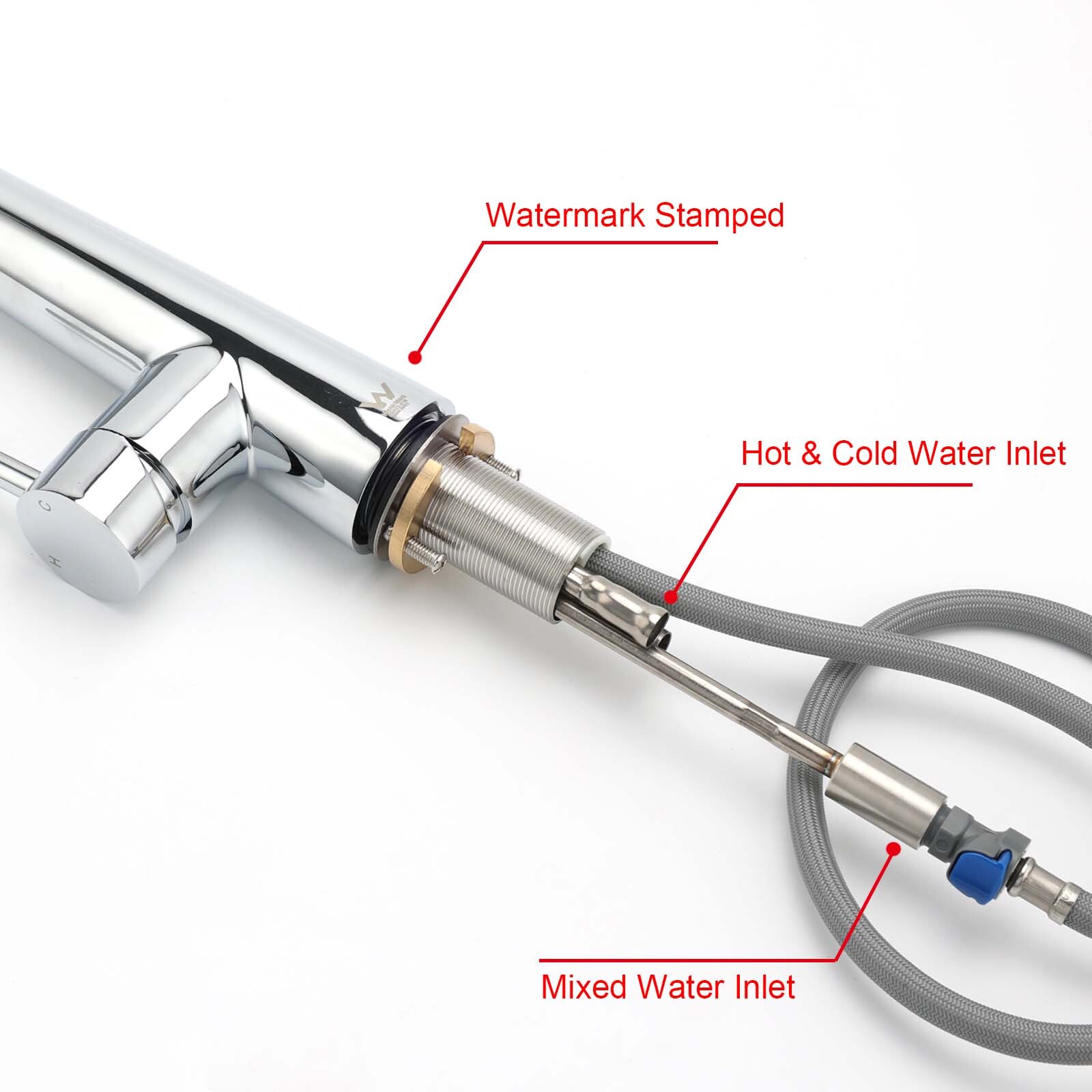 WELS Tall Pull Down Out Swivel Kitchen Laundry Sink Mixer 2 Mode Spray ...