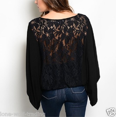 Ladies "Black" Sheer Floral Lace Back Top-RT8-VT-7990 | eBay