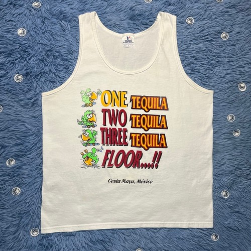 VINTAGE Tequila Parrot Bird Tank Top Shirt Size Large Mens Y2K Funny ...