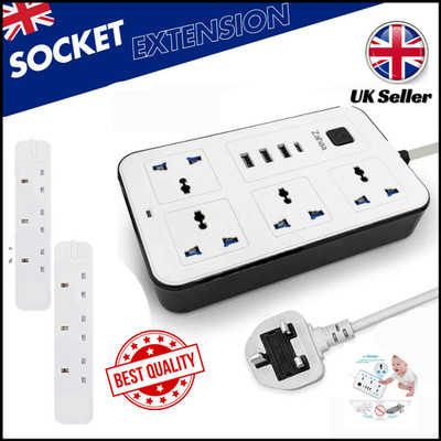 Surge Protected Mains Extension Lead UK Power Cable Electric Plug Multi ...