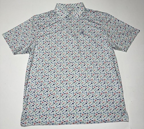 Rhoback Golf Performance Polo Shirt Dinosaurs All Over Print Mens Size ...