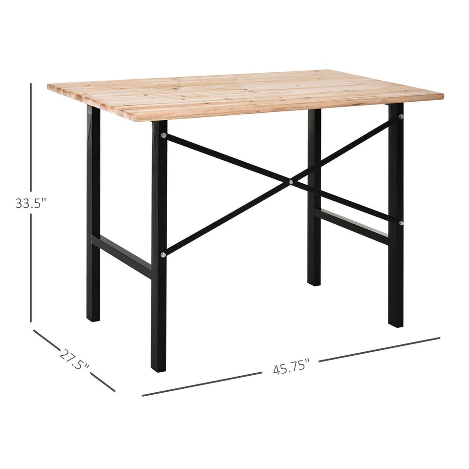 46"x28" Garage Work Table with X Bar Support Wooden Tabletop Workbench ...