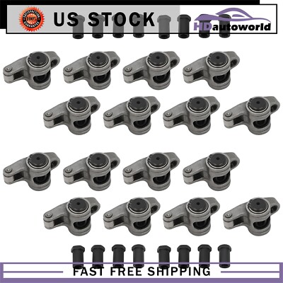 STAINLESS ROLLER ROCKER ARM 1.6 RATIO 3/8" FOR SMALL BLOCK CHEVY SBC ...