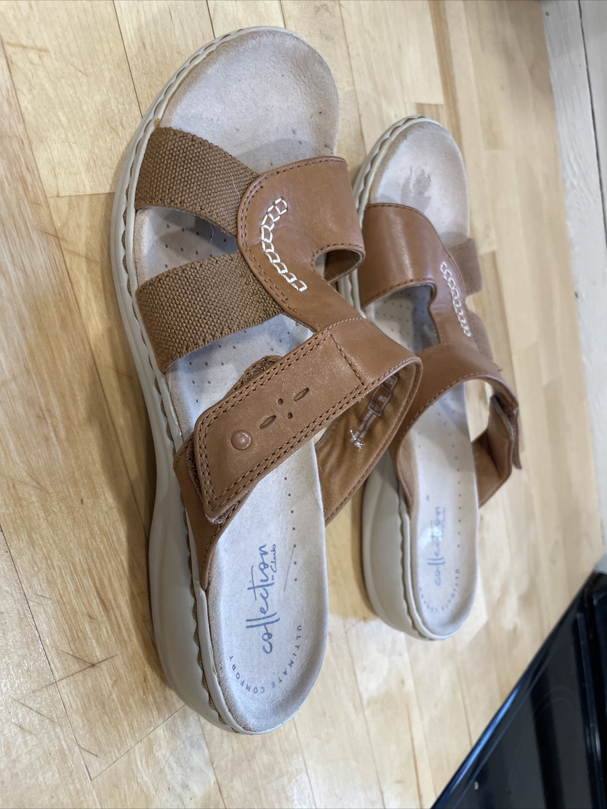 Clarks Collection Tan Leather Sandals Ultimate Comfor… - Gem