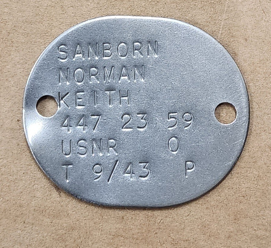 Original WW2 US NAVY Issue USNR IDENTITY DOG TAG KEITH SANBORN WICHITA ...