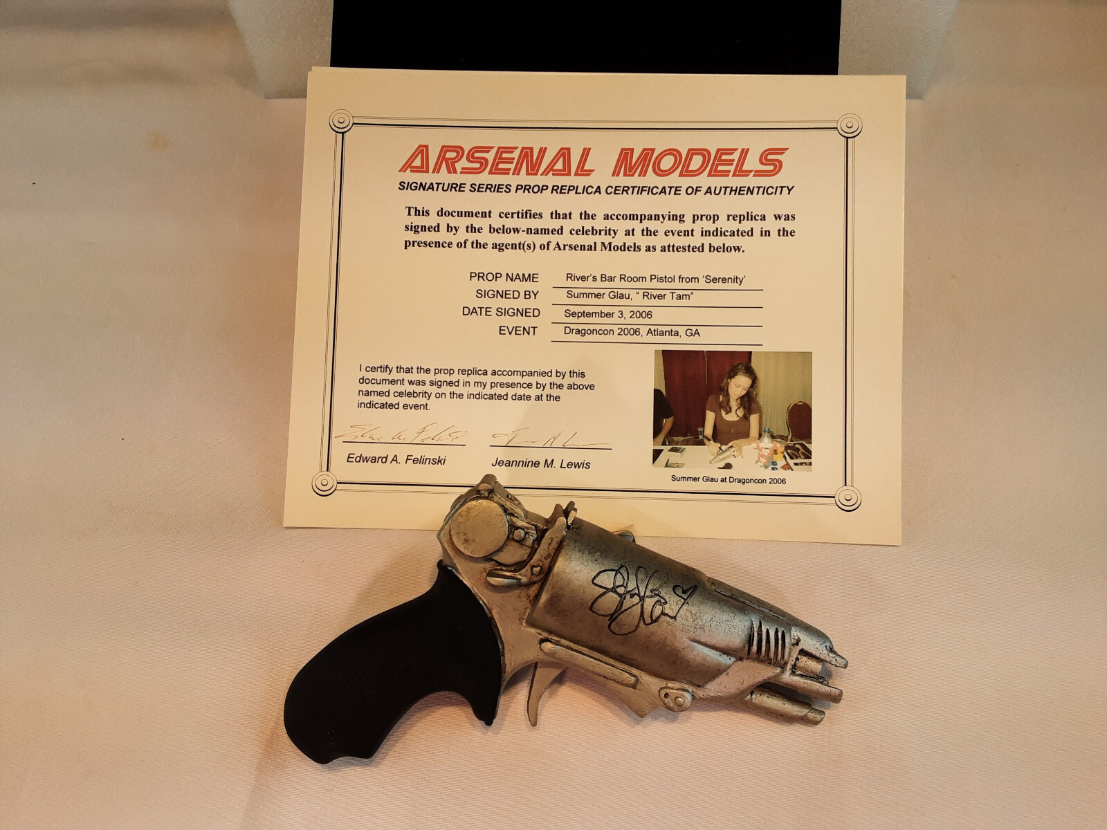 SERENITY FIREFLY SUMMER GLAU AUTOGRAPHED PISTOL MOVIE PROP REPLICA w ...