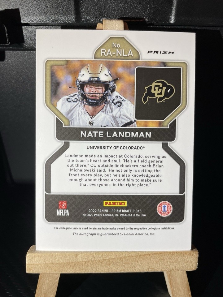 2022 Panini Prizm Draft Picks Nate Landman Hyper Prizm Auto #RA-NLA RC ...