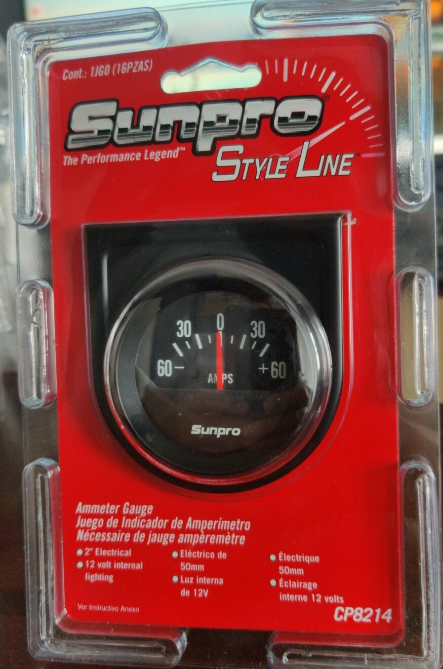 SUNPRO CP8214 Style Line 2” 12v Black Dial Ammeter Amp Indicator Gauge ...
