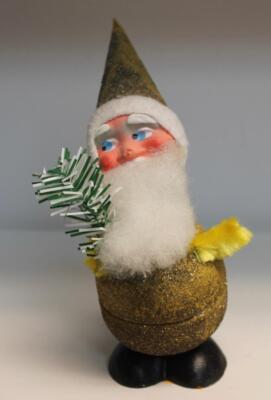 Germany Gold Glitter Santa Paper Mache Candy Box / Nodder / Bobblehead ...