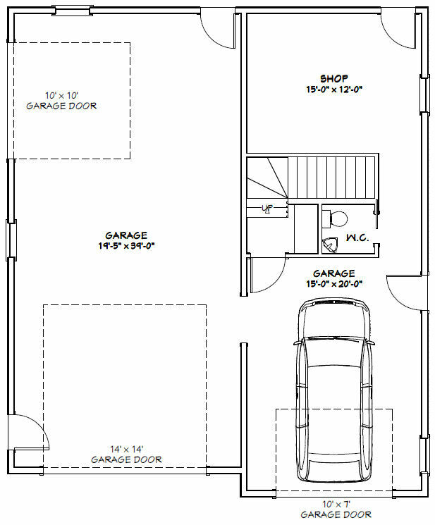 36x42 Apartment with 1-Car 1-RV Garage -- PDF Floor Plan -- 961 sqft ...