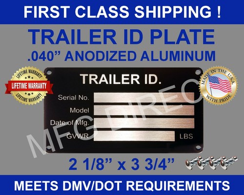 SERIAL NUMBER BOAT TRAILER PLATE ID Data TAG New Blank License ...