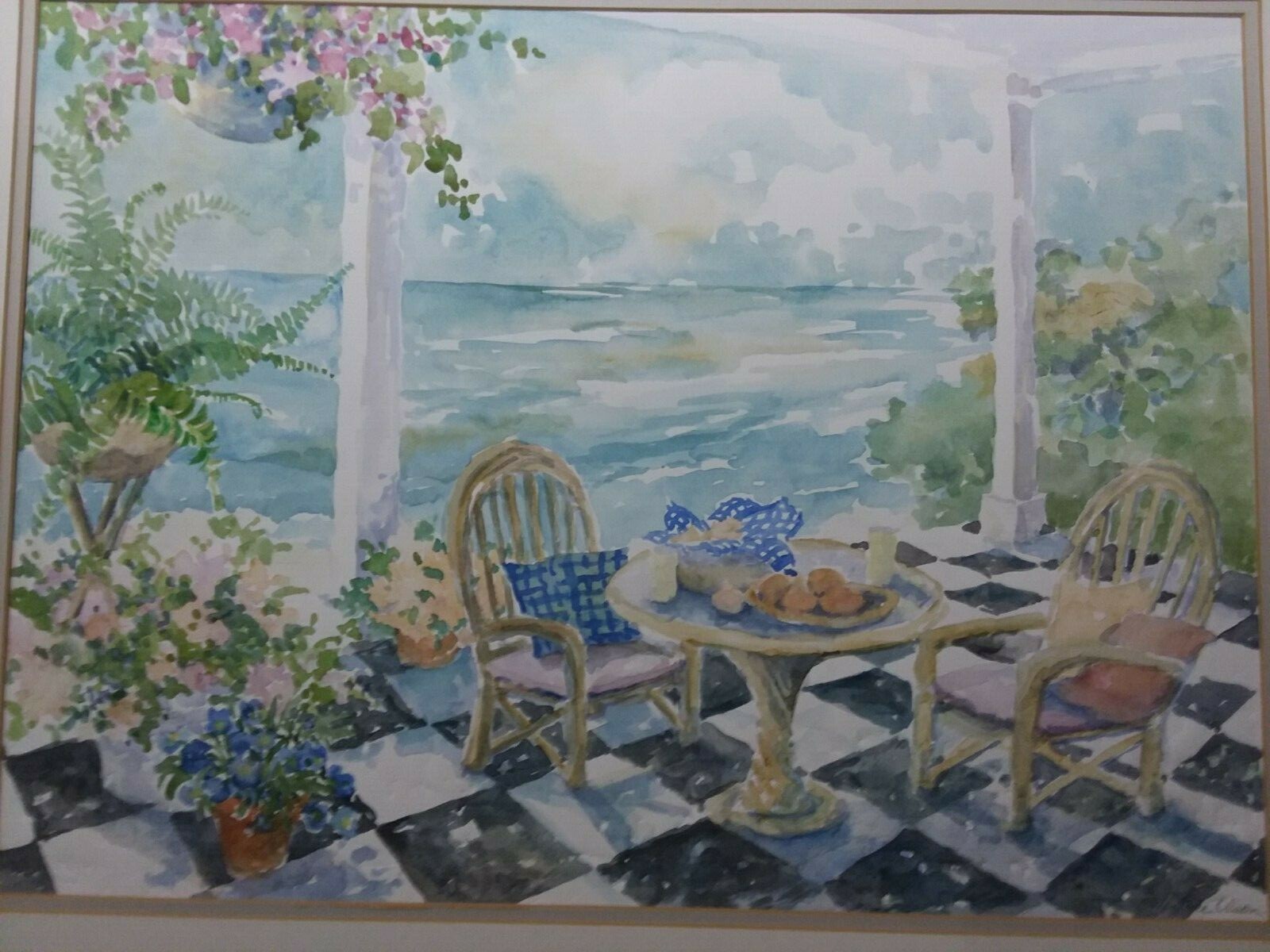 Large C. WINTERLE OLSON Embossed WATERCOLOR. 1980S museum collection 22 ...