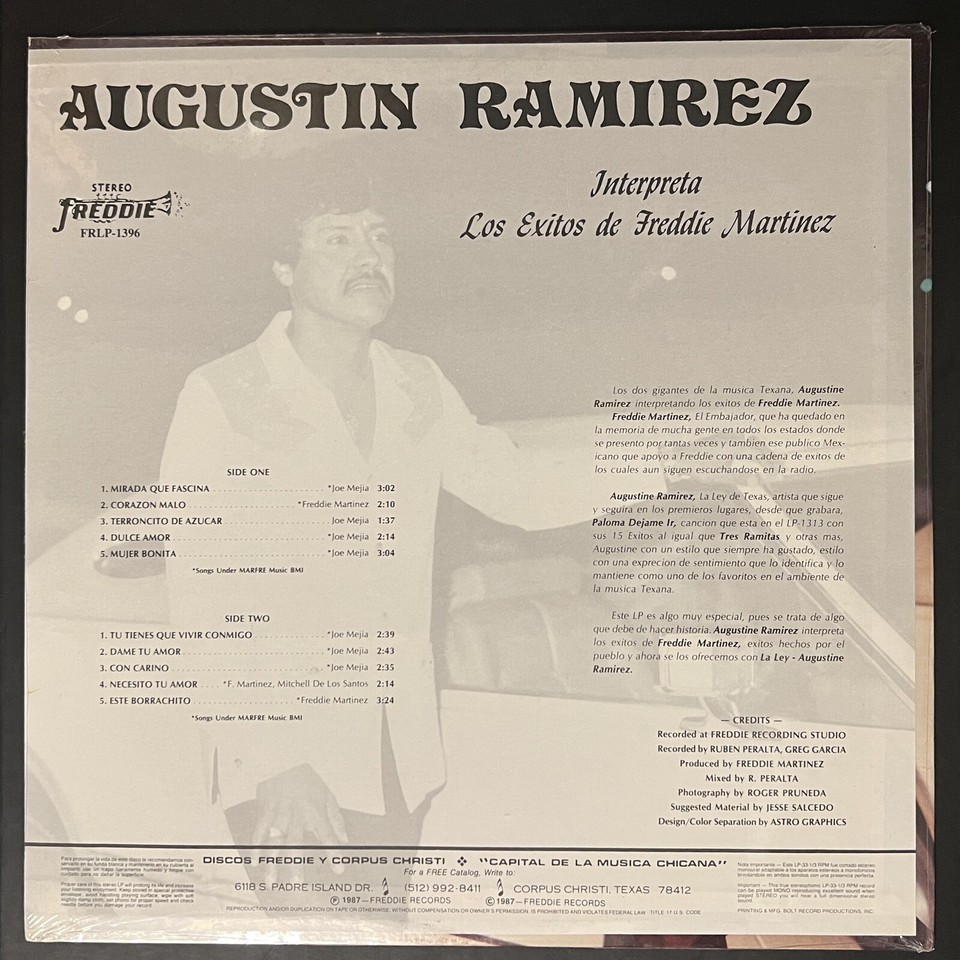Augustine Ramirez - Interpreta los Exitos de Freddie Martinez Sealed ...