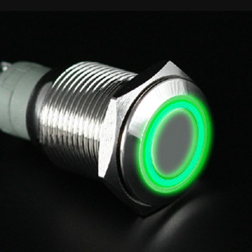 Car 16mm 12V 3A Green LED Light Push Button Toggle Switch Shell Metal ...