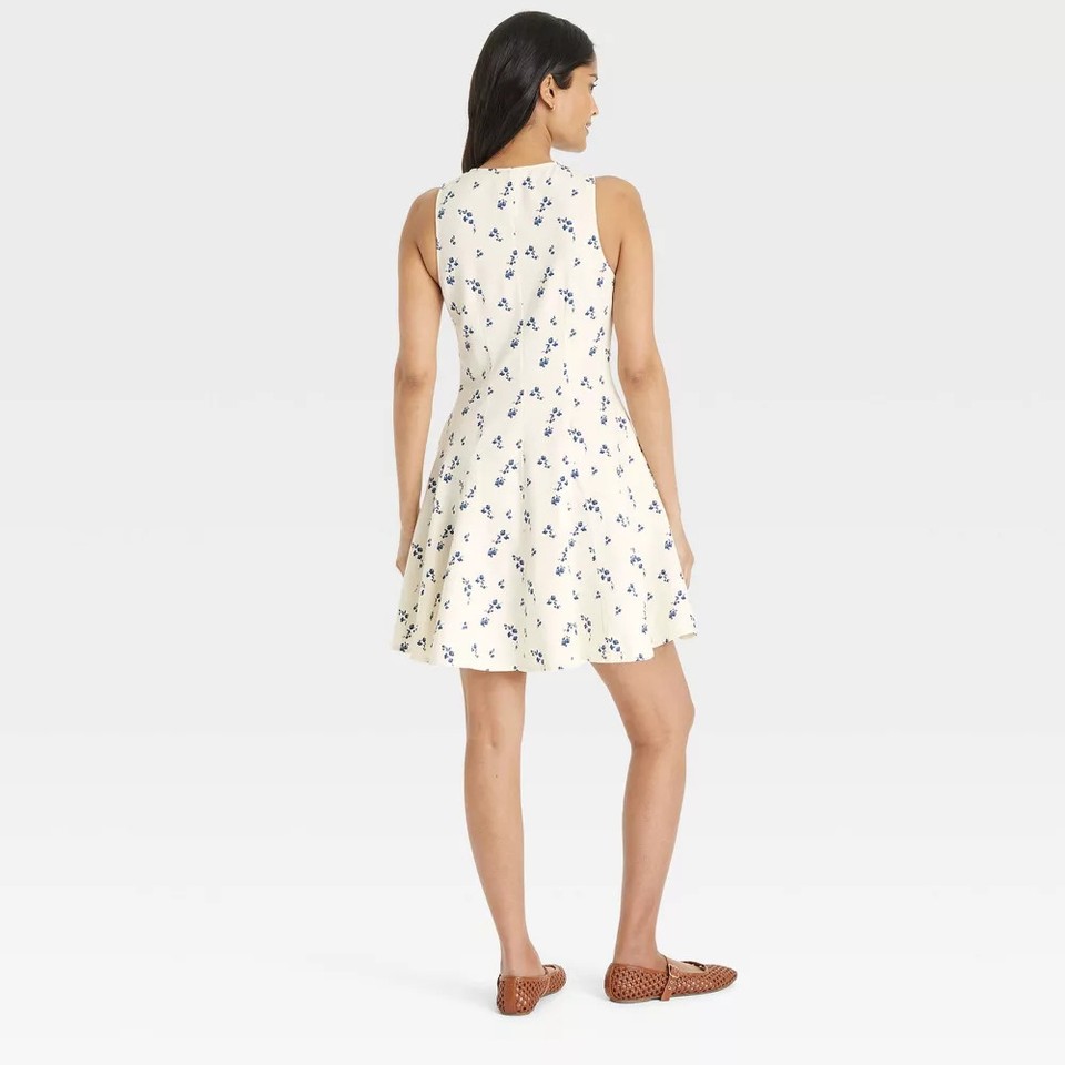 Women's Button-Front Godet Mini A-Line Dress - Universal Thread Cream ...