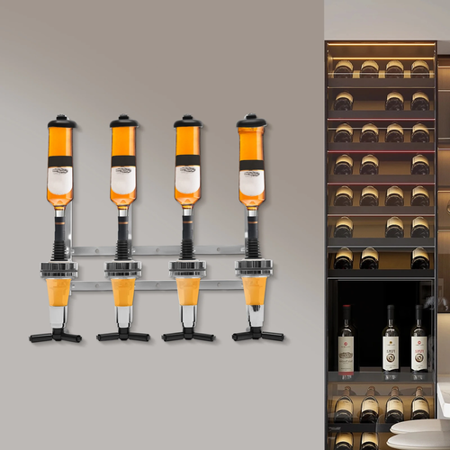 4 Bottle Dispenser Whiskey Bracket Wall Mount Wine Alcohol Shelf Liquor ...
