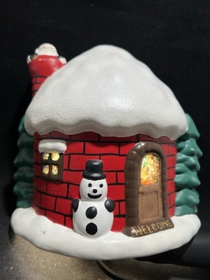 Vintage Light Up Ceramic Christmas House Igloo with Santa on Chimney | eBay