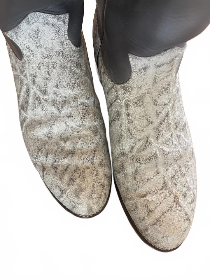 Vintage Men's Justin Diamond J Gray Elephant Western Style Riding Boots ...