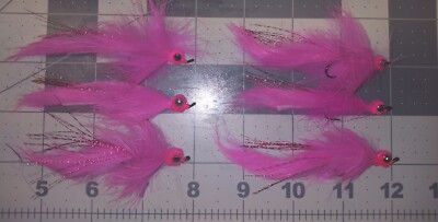 #4 Lead Eyed pink Egg Sucking Leech Bunny Fly 6 each coho salmon Alaska ...