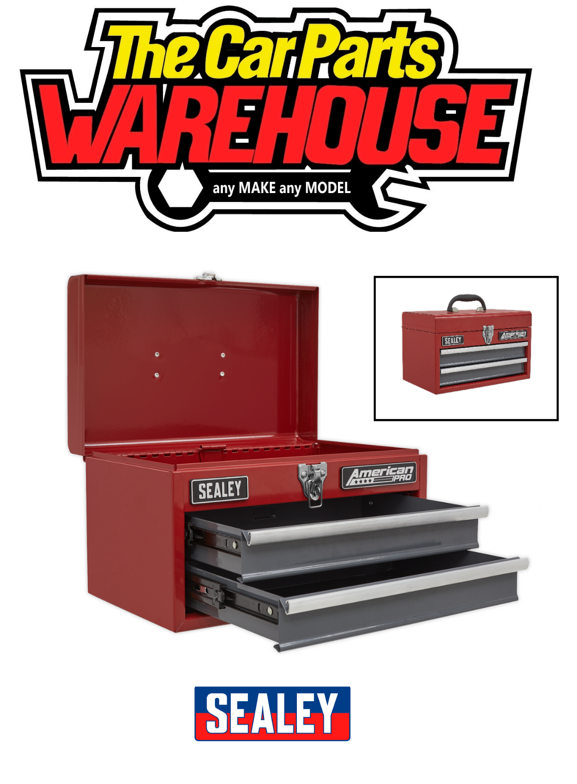 Sealey AP2602BB 2 Drawer Portable Toolbox with Ball Bearing Slides ...