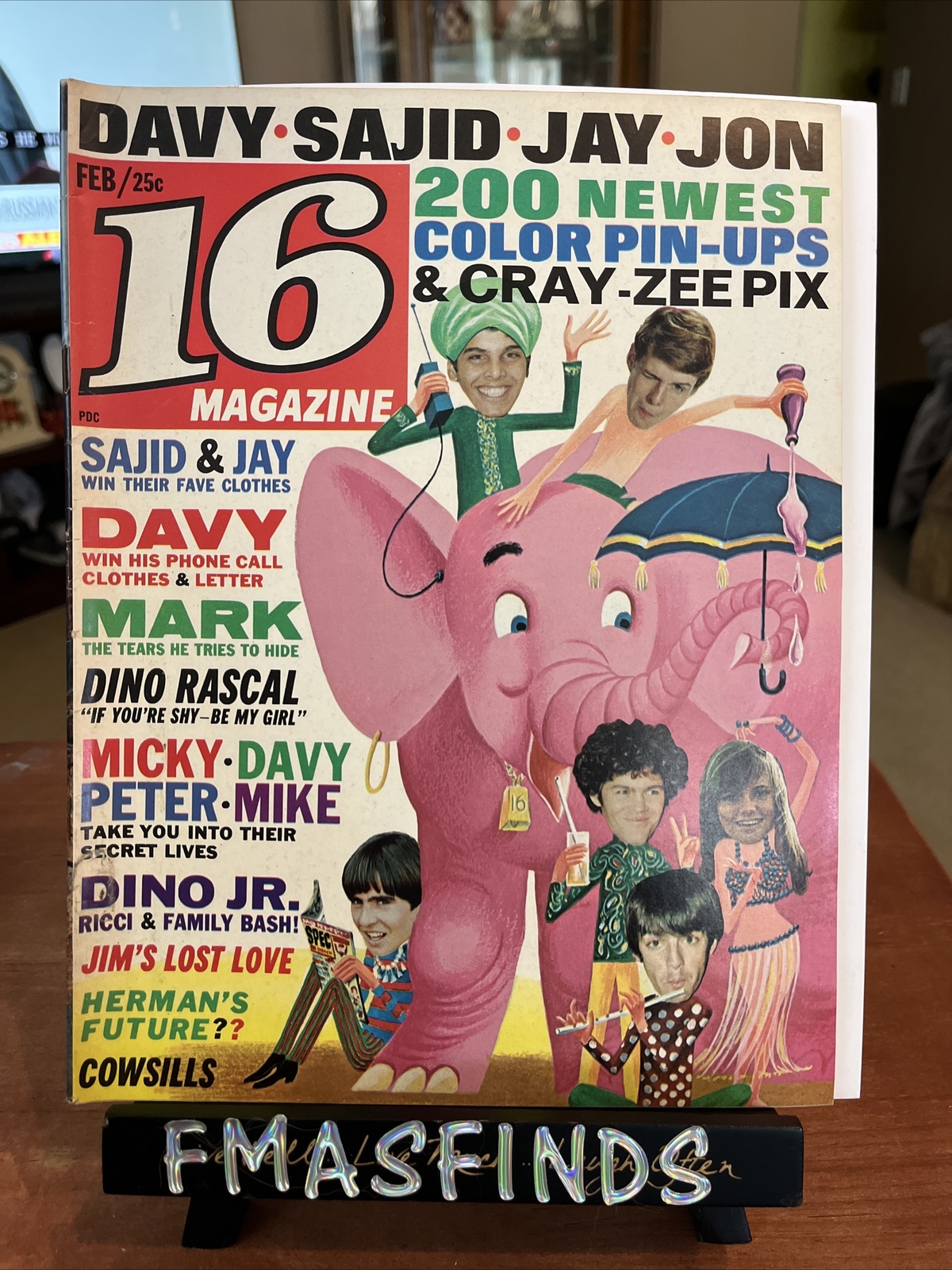 J3 Feb 1968 DAVY JONES DINO JR SIXTEEN Magazine Vintage 16 MONKEES | eBay