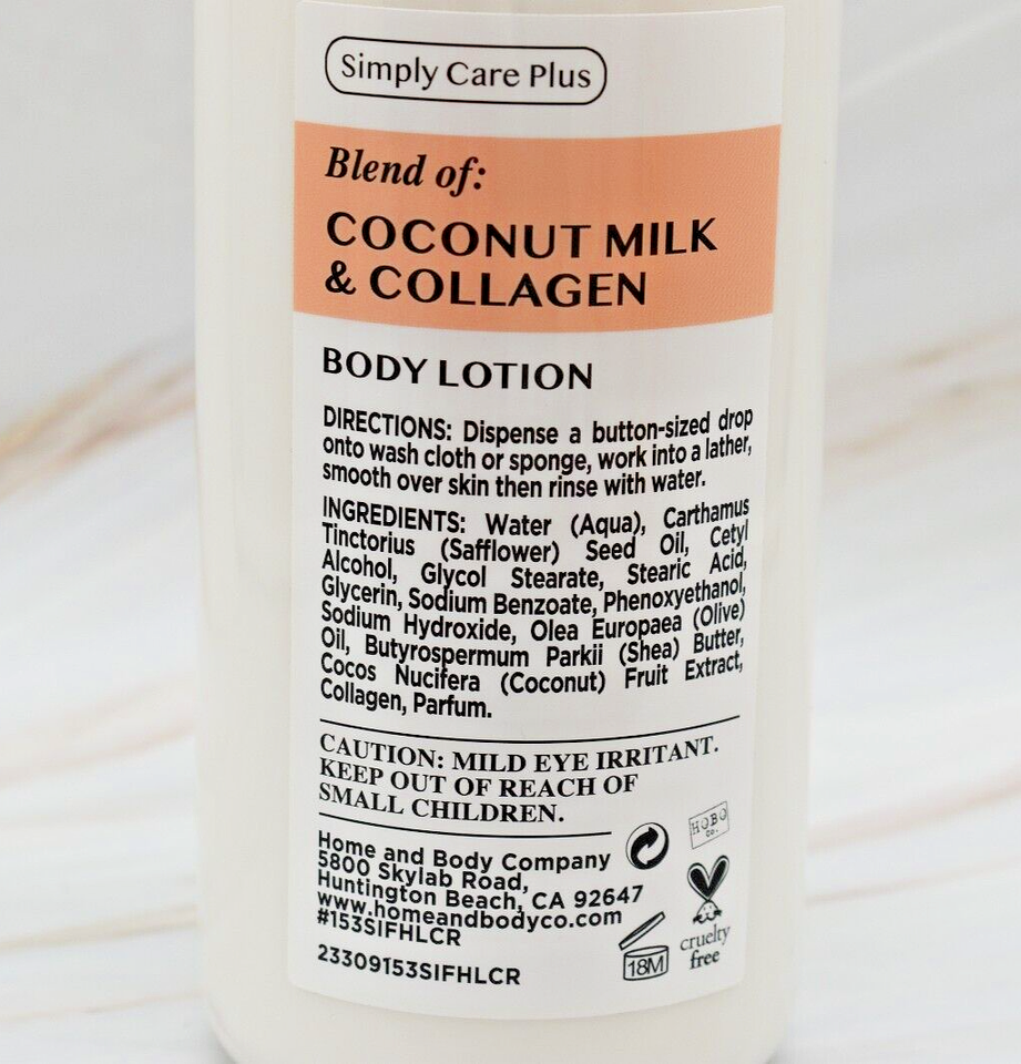 SIMPLY CARE PLUS Home & Body Co. Renew Body Lotion Coconut Milk ...