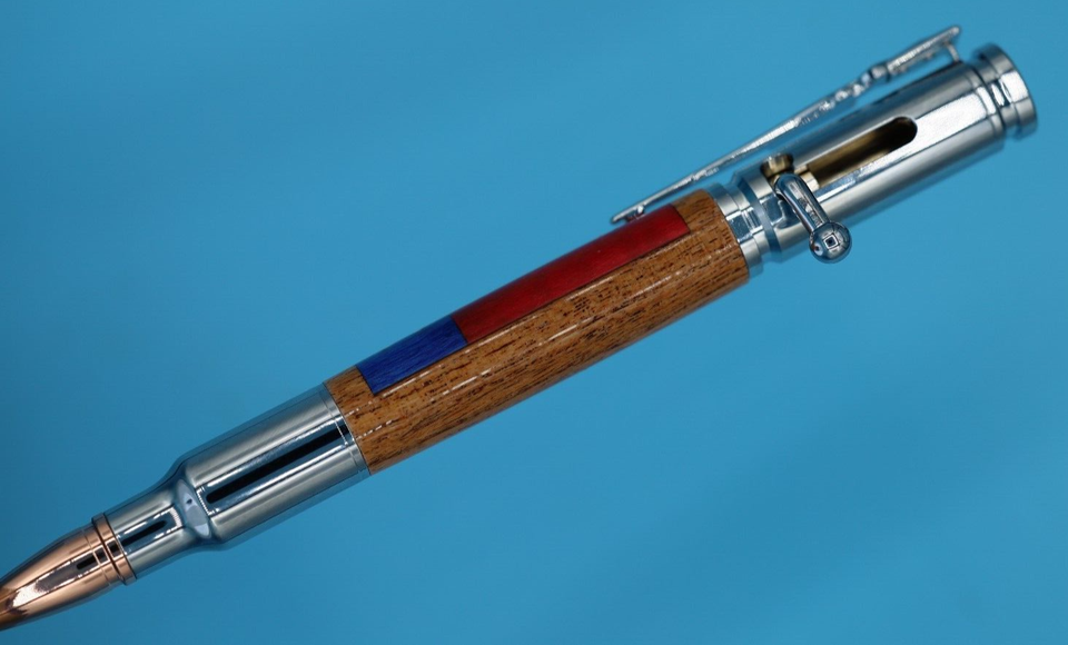 Texas Mesquite Flag Bolt Action Patriotic Pen in Chrome Finish + Wood ...