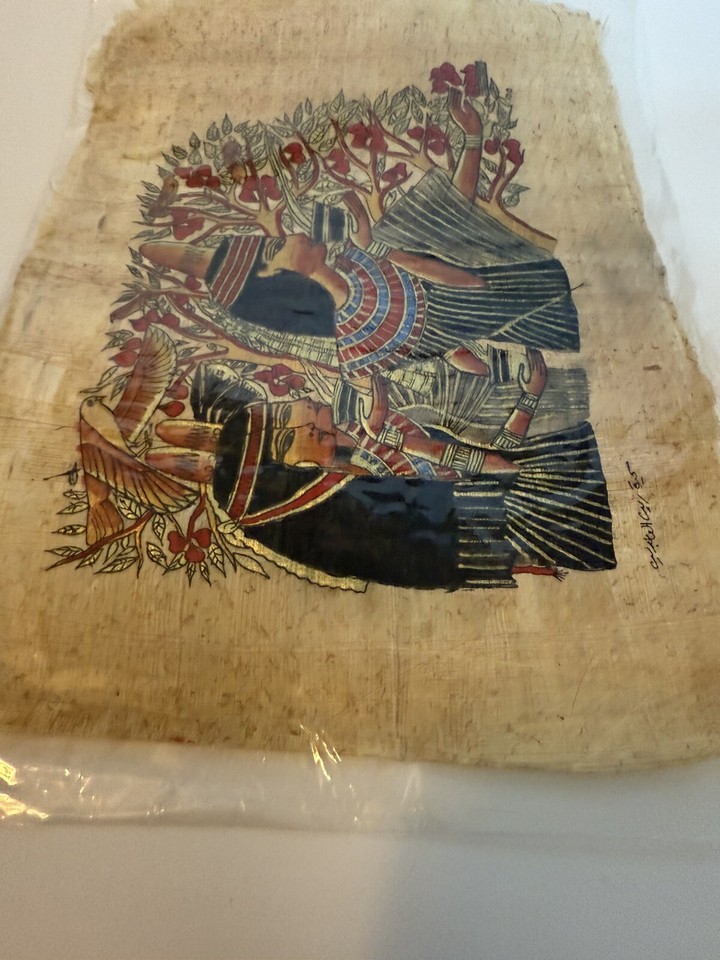 Rare Signed Hand Painted Ancient Egyptian Papyrus-Pharaoh Women in the ...