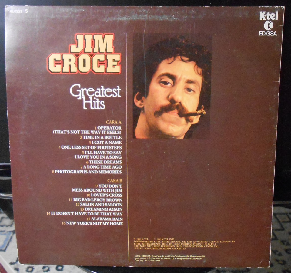 JIM CROCE-GREATEST HITS-LP ( K-TEL, SPAIN PRESSING ) | eBay