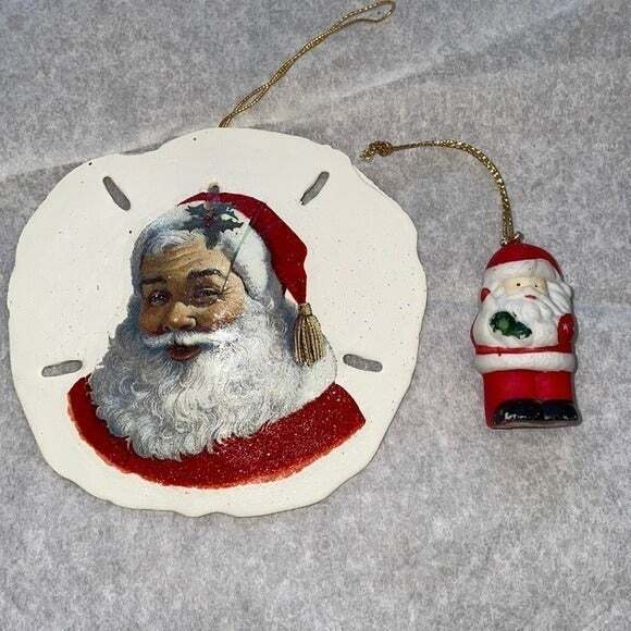 Set of 2 Santa Christmas tree ornaments | eBay