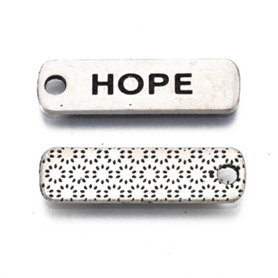 50 Hope Tag Charms, Word Charm Antique Silver 22x7mm - US Seller -1781 ...