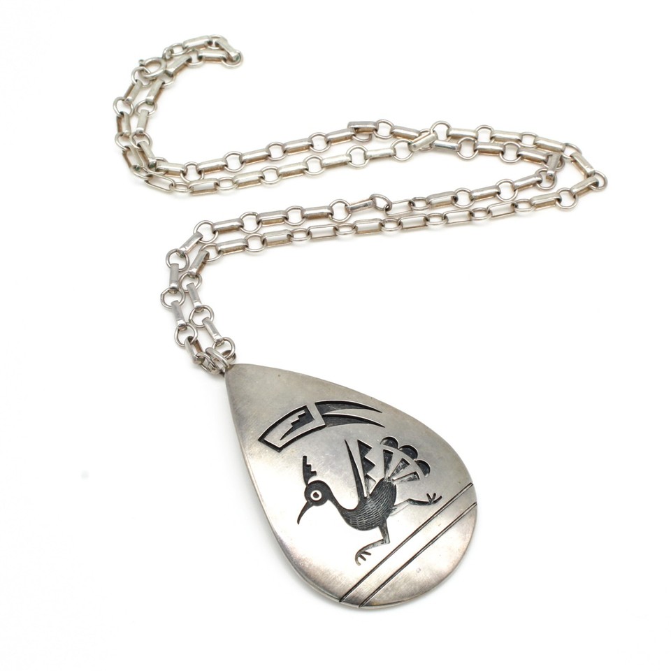 Hopi Sterling Silver Road Runner Pin Necklace & Ring Lot Of 3 SW-180 | eBay