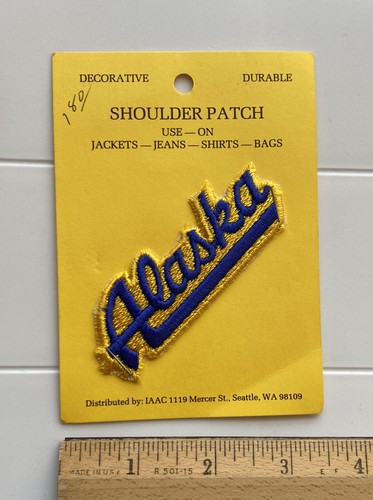 NIP Alaska Cursive Spell Out Lettering Blue Gold AK Embroidered Patch ...