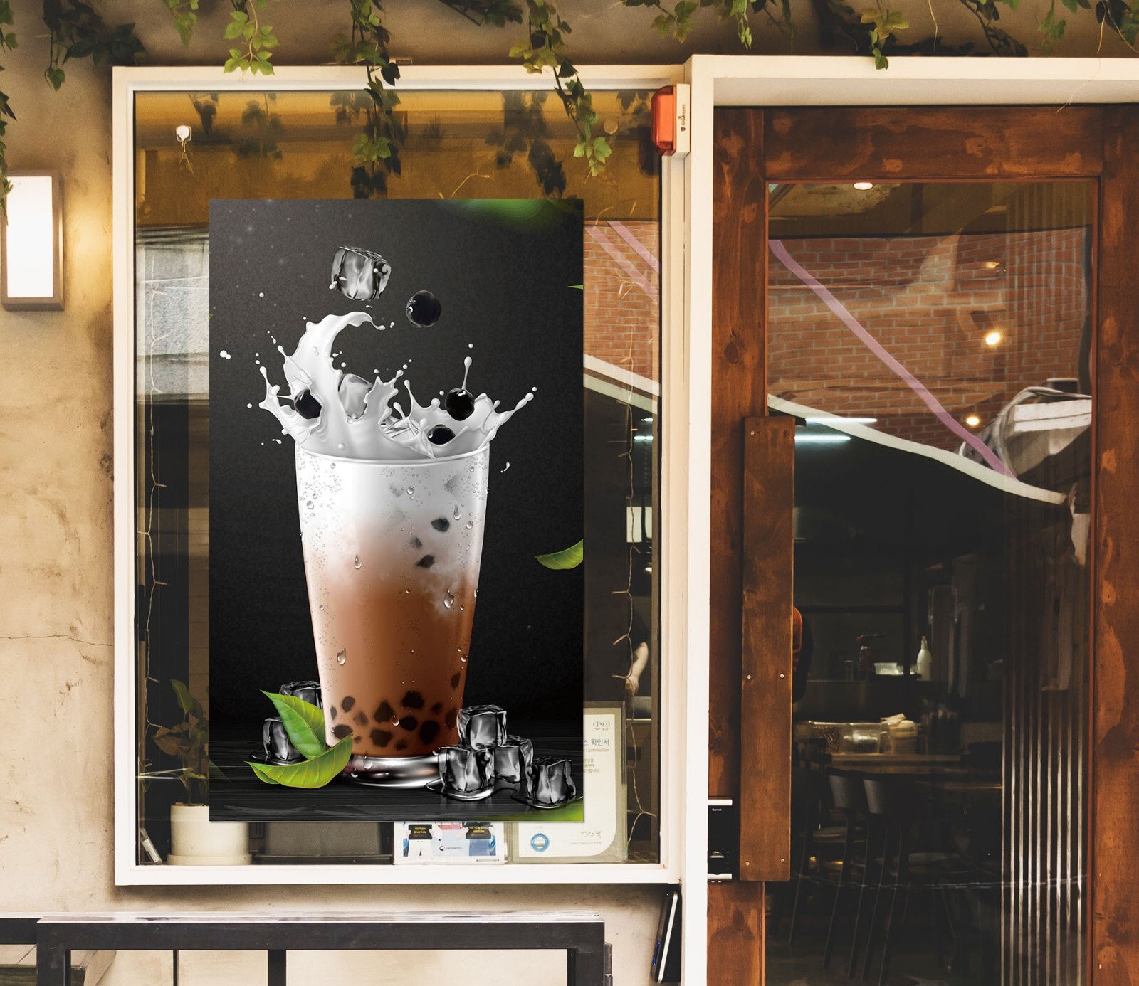 3D Pearl Tea O182 Bubble Tea Shop Window Stickers Vinyl Wallpaper ...