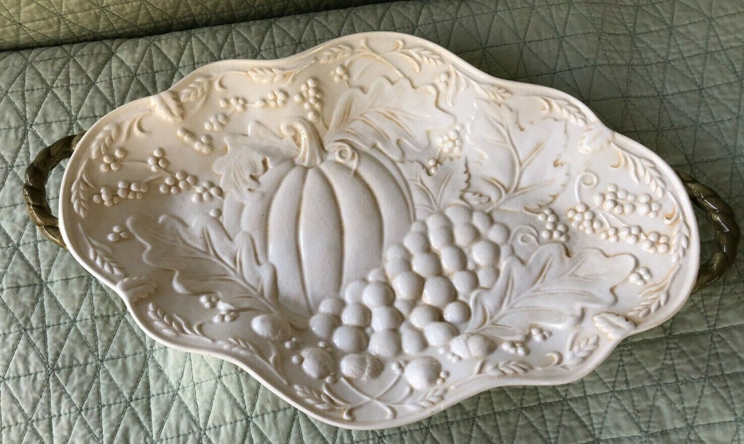 AMSCAN - FALL/ AUTUMN CERAMIC SMALL PLATTER - RAISED PATTERN. | eBay